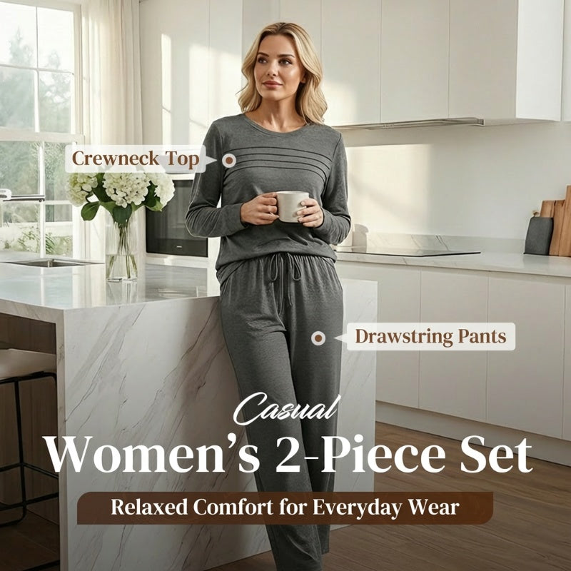 ⏳Limited-time 50% off⏰Women's Crew Neck Top & Drawstring Pants Set👚👖 ...