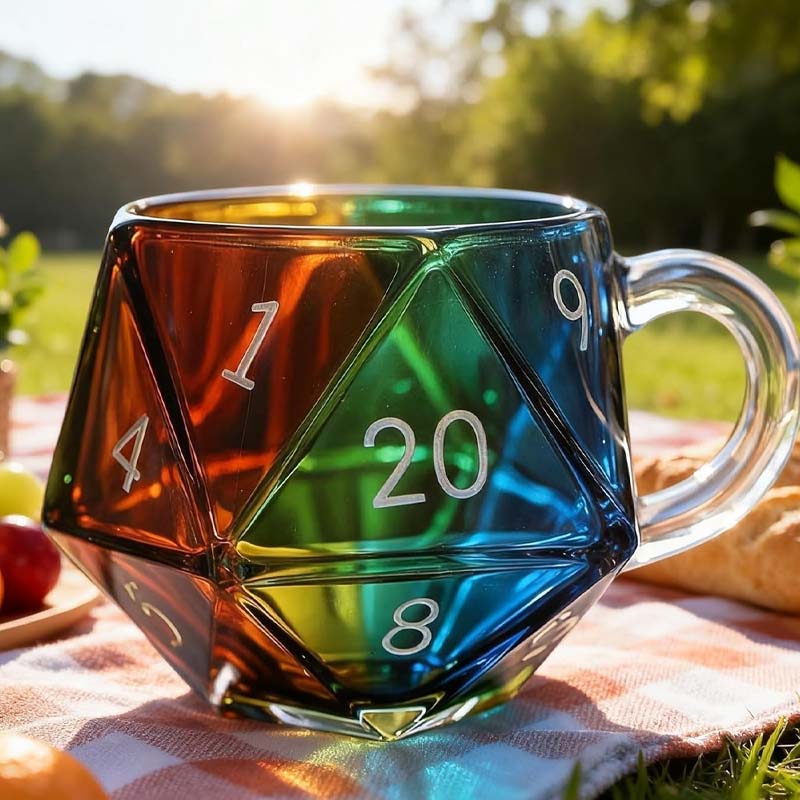 Rainbow Glass D20 Dice Mug with Handle – honnye
