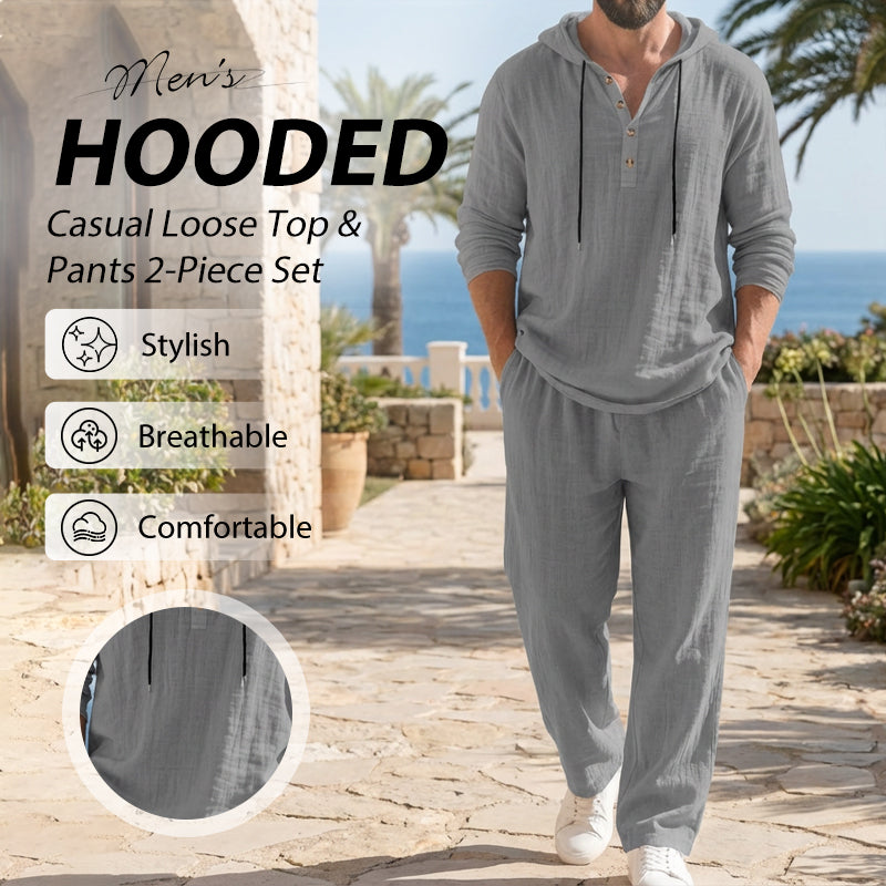 📢📢50% OFF !!!Men's Hooded Casual Loose Top & Pants 2-Piece Set – honnye